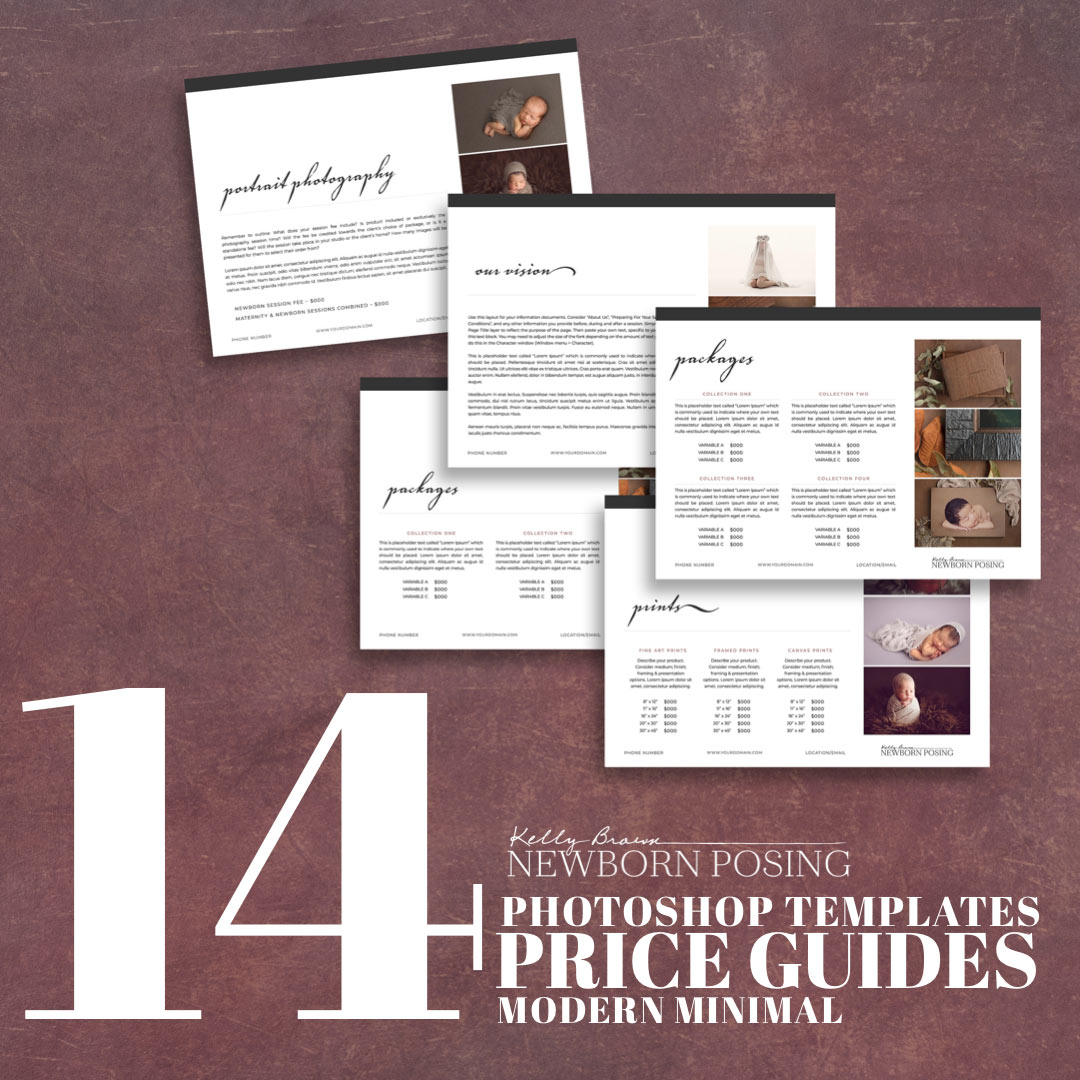 Price List Templates - Modern Minimal (A4 & US Letter Size) - Newborn ...