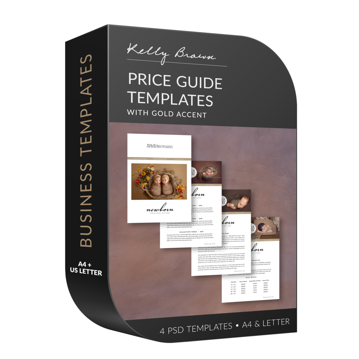 Price Guide Template - Gold Accent - Newborn Posing