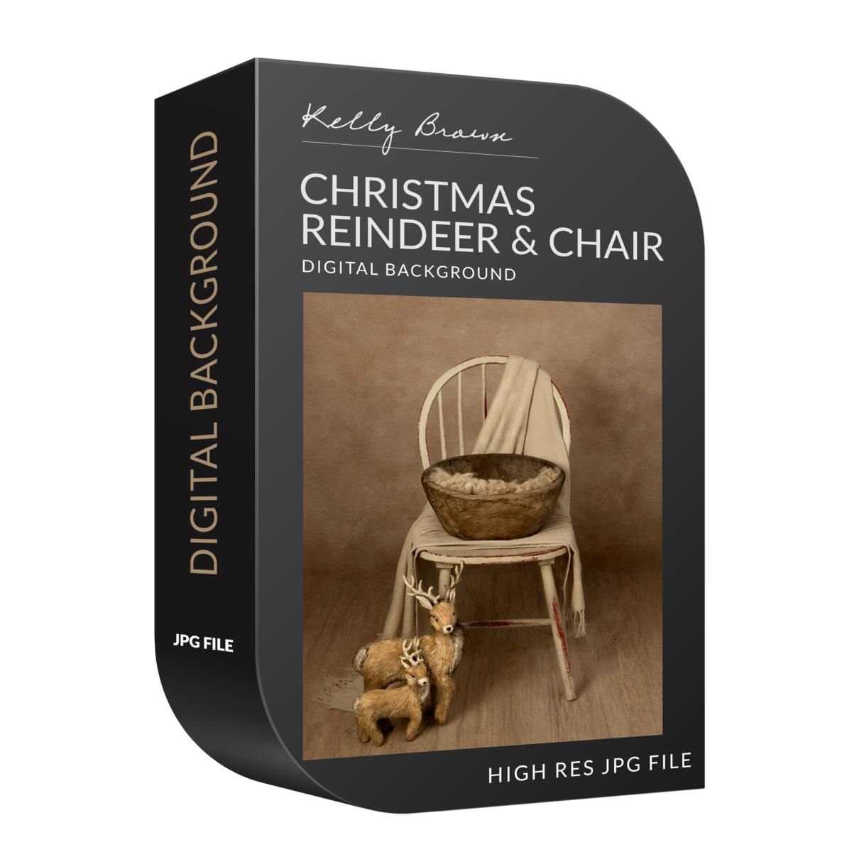 Christmas Reindeer & Chair Digital - Newborn Posing
