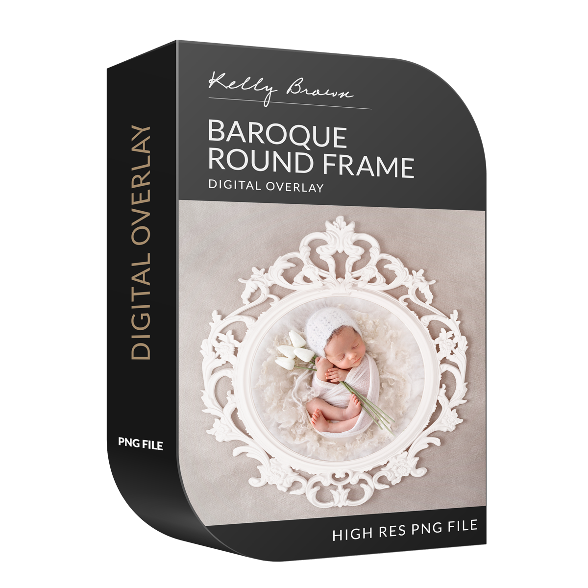 Baroque Round Frame Overlay - Newborn Posing